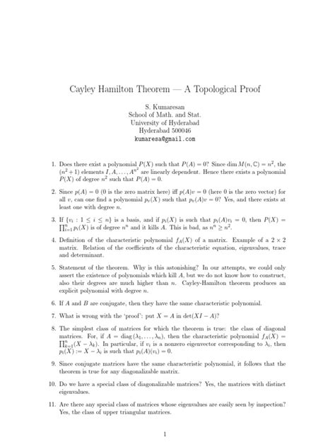 cayley hamilton theorem a topological proof pdf eigenvalues and