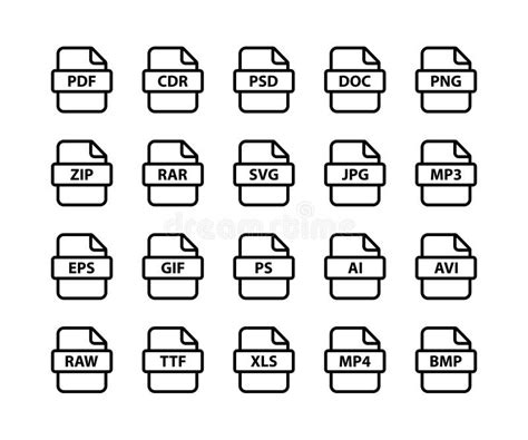 file type icon set files format and document icon in flat style design