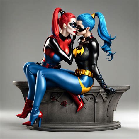 Harley Quinn Kissing Batgirl By Thecrossmanx On Deviantart