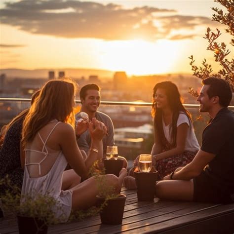 Free Sunset Gathering Friends Image Sunset Friends Rooftop