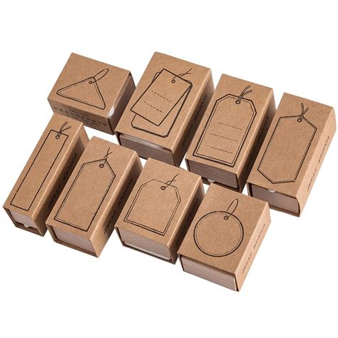 Vintage Tag Serie Houten Stempel Geometrie Label H Vicedeal