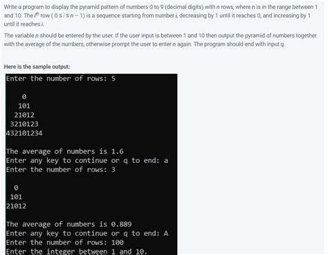 Solved Write A Program To Display The Pyramid Pattern Of Chegg