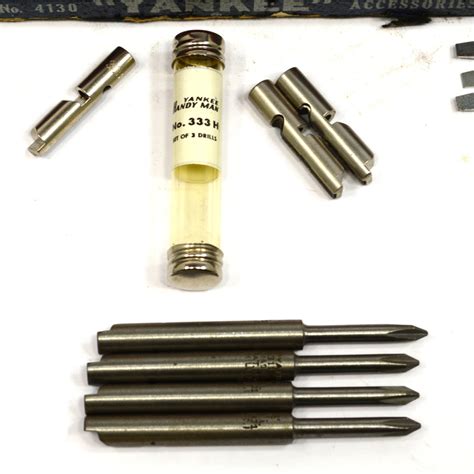 Vintage Stanley Yankee Accessories Drill Bit Stock Box 4130 Spiral Get A Grip And More