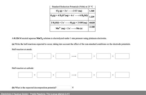 Solved Standard Reduction Potentials Volts At 25°c C12 G