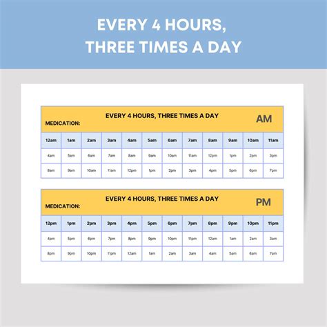 Medication Schedule Template Printable Medicine Timing Chart Medication