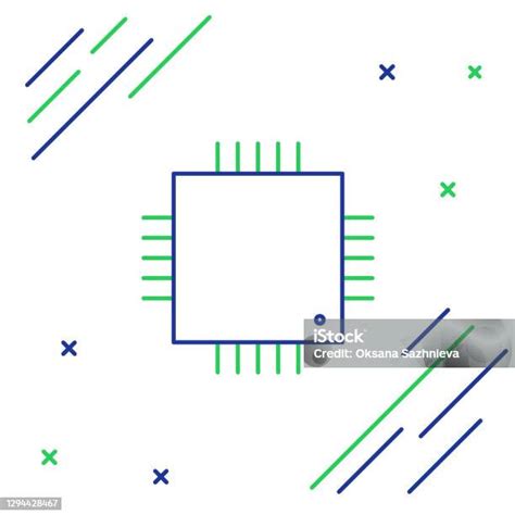 Line Computer Processor With Microcircuits Cpu Icon Isolated On White