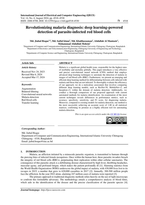 PDF Revolutionizing Malaria Diagnosis Deep Learning Powered Detection Of Parasite Infected