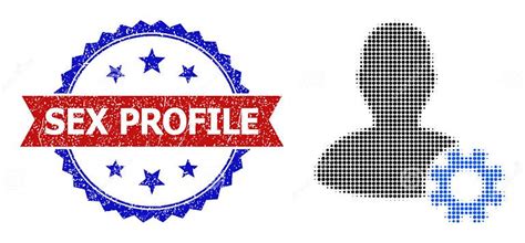Halftone User Configuration Icon And Scratched Bicolor Sex Profile Stamp Stock Vector