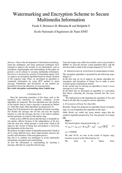Pdf Watermarking And Encryption Scheme To Secure Multimedia Information