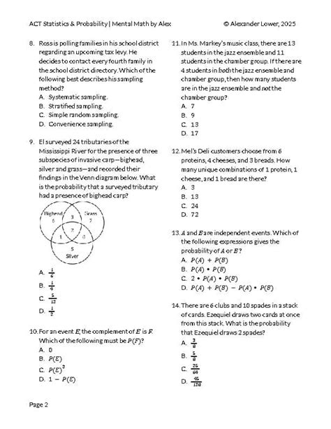 Act Math Test Prep 2025 26 Statistics And Probability 21 Questions