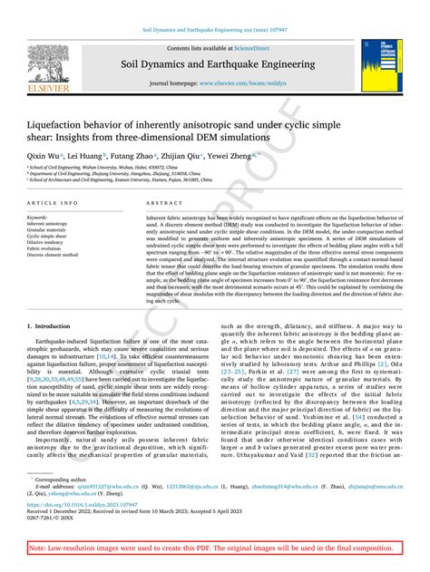 Pdf Liquefaction Behavior Of Inherently Anisotropic Sand Under Cyclic