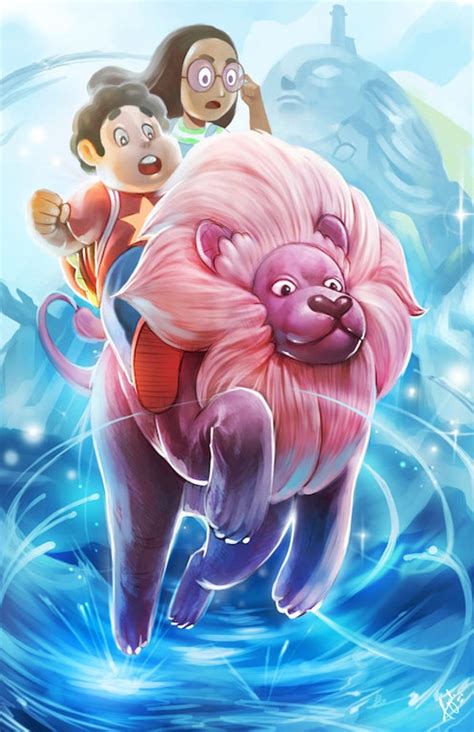 Steven And Connie Riding Lion Steven Universe 11 X By Wizyakuza