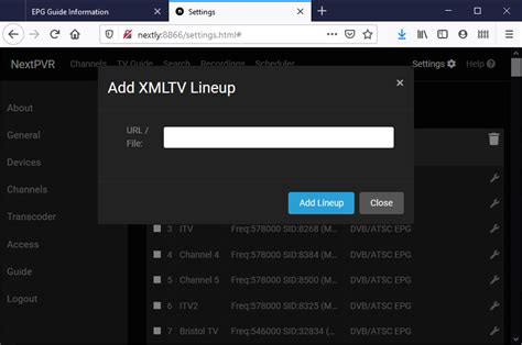 Setup EPG Sub NextPVR GitHub Wiki