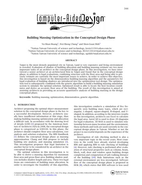 Pdf Building Massing Optimization In The Conceptual Design Phase