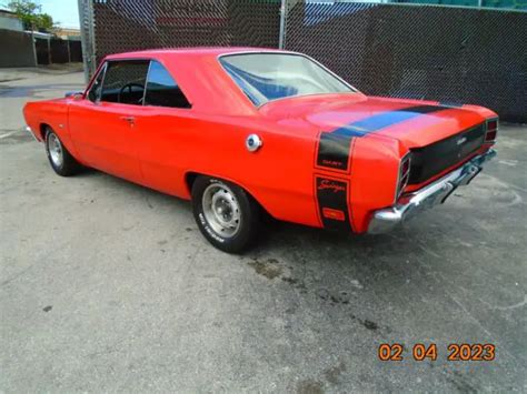 1969 Dodge Dart V8 Swinger 1970 1968 Body Style Hemi Orange Bumble Tail Stripe For Sale