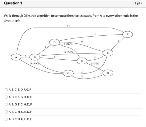 solved question 1 1 pts walk through dijkstra s algorithm to