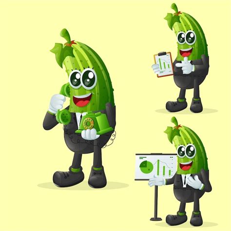 Premium Vector Cute Cucumber Character At Work