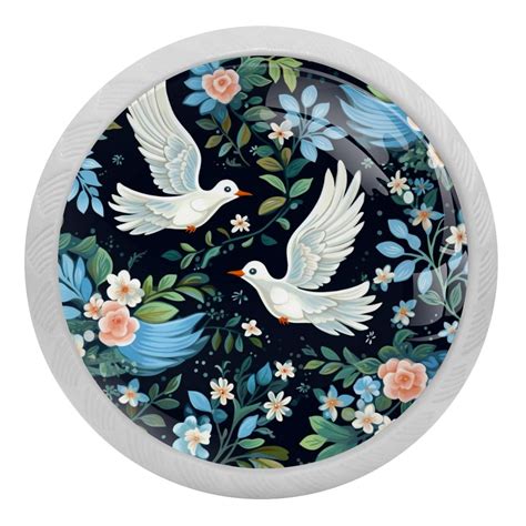 Peace Dove Pattern 4pcs Cabinet Knobs Pulls Fluorescent Drawer Handle