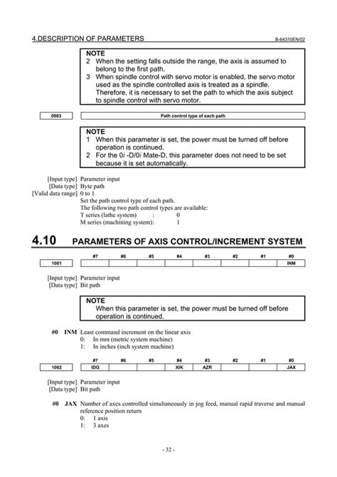 Fanuc 0i Parameter Manual CNC Milling Machine PDF