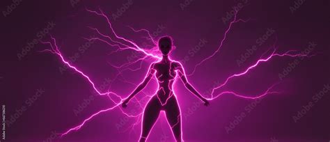 Human Female Like Aura Silhouette Figure Emanating Pink Electrical