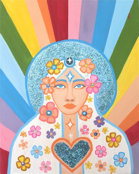 Psychedelic Goddess Art Print 1960s Wall Art 60s Print Icon