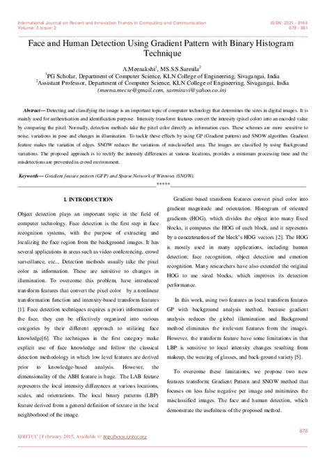 Pdf Face And Human Detection Using Gradient Pattern With Binary