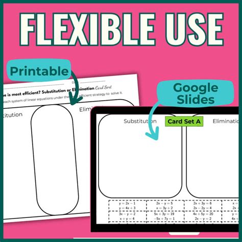 Substitution And Elimination Method Solving System Of Equations Card Sort Activity