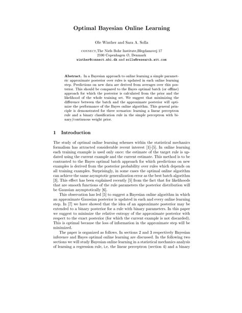 pdf optimal bayesian online learning