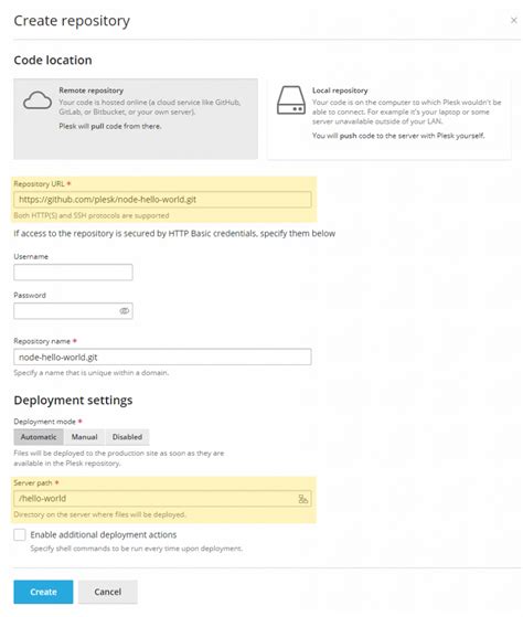 plesk node js setup