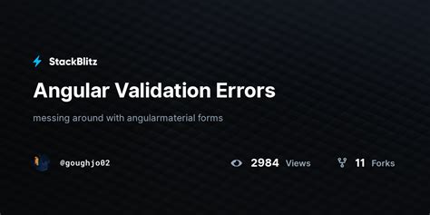 Angular Validation Errors Stackblitz