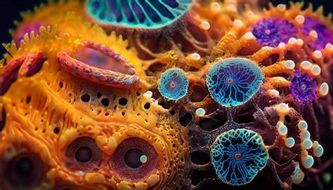 Premium Ai Image Underwater Macro Reveals Multi Colored Sea Life Patterns
