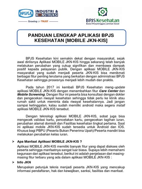 Panduan Bpjs Kesehatan Mobile Phone Pdf