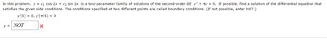 Solved In This Problem Y C1 Cos 2x C2 Sin 2x Is A