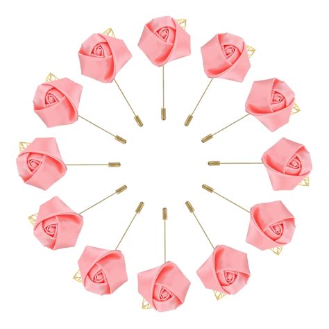 12 Pcs Groom Boutonnieres Rose Boutonnieres Pins For Men Wedding