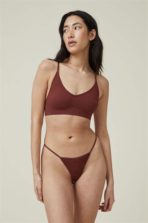Seamless Rib Tanga G String Brief Brandy Brown