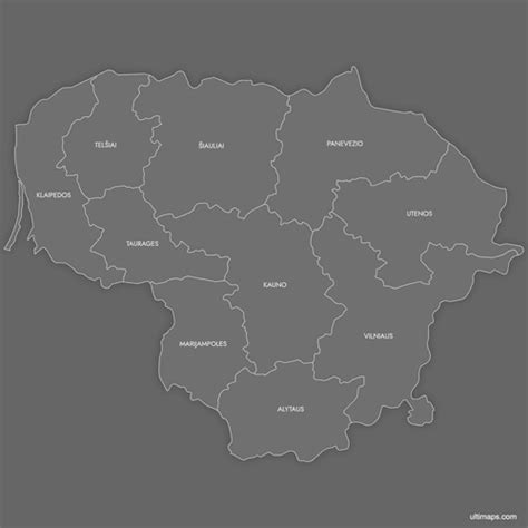 Blank Map Of Lithuania Counties Free Download — Ultimaps