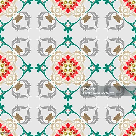 자수 다마스크 벡터 원활한 패턴 다채로운 꽃 현대 흰색 배경입니다 태피스트리 꽃 나뭇잎 부화 그런지 바로크 양식의 장식품 끝없는