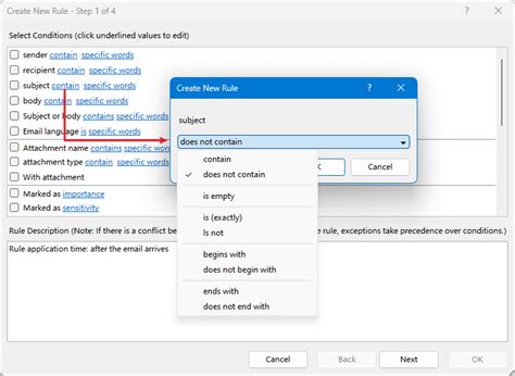 How To Set Rule If Subject Does Not Contain Certain Words In Outlook