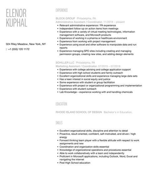 Assistant Coordinator Resume Samples Velvet Jobs
