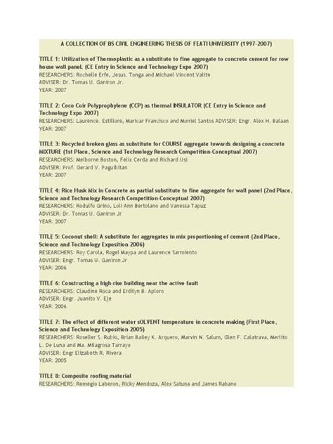 A Collection Of Bs Civil Engineering Thesis Of Feati University Pdf Concrete Structural