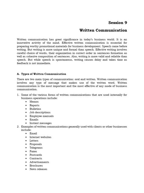 Session 9written Communication Pdf Communication Information