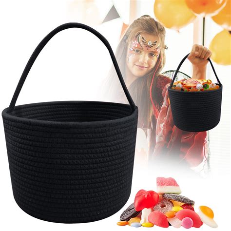 Halloween Basket Candy Storage Bucket Candy Bucket Cotton Rope Woven Smiley Basket Candy