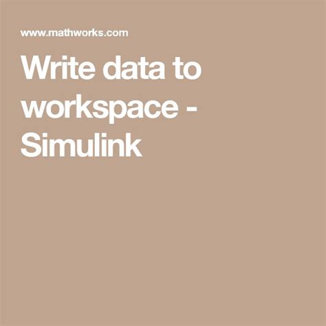 Write Data To Workspace Simulink Data Work Space Datetime