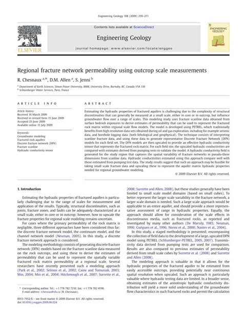 Pdf Regional Fracture Network Permeability Using Outcrop Scale