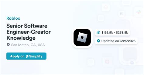 Senior Software Engineer Creator Knowledge Roblox Simplify Jobs