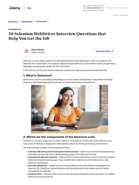 The Top 30 Selenium Webdriver Interview Questions Udemy Blog Pdf
