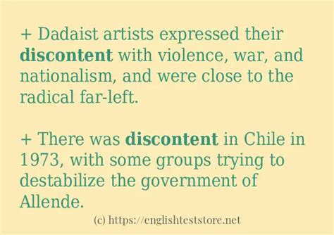 In Sentence Examples Of Discontent Englishteststore Blog