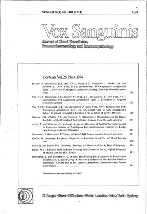 Instrumented Pvp Augmented Antiglobulin Tests Vox Sanguinis Karger