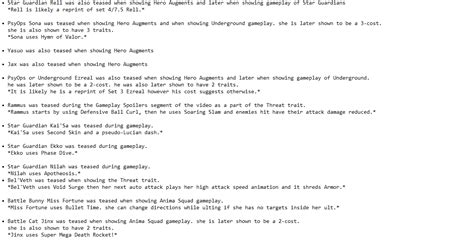 Some Notes I Took While Watching The Tft Dev Drop Rteamfighttactics