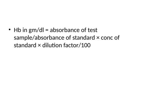 Haemoglobin Estimation Pathology Practical Ppt